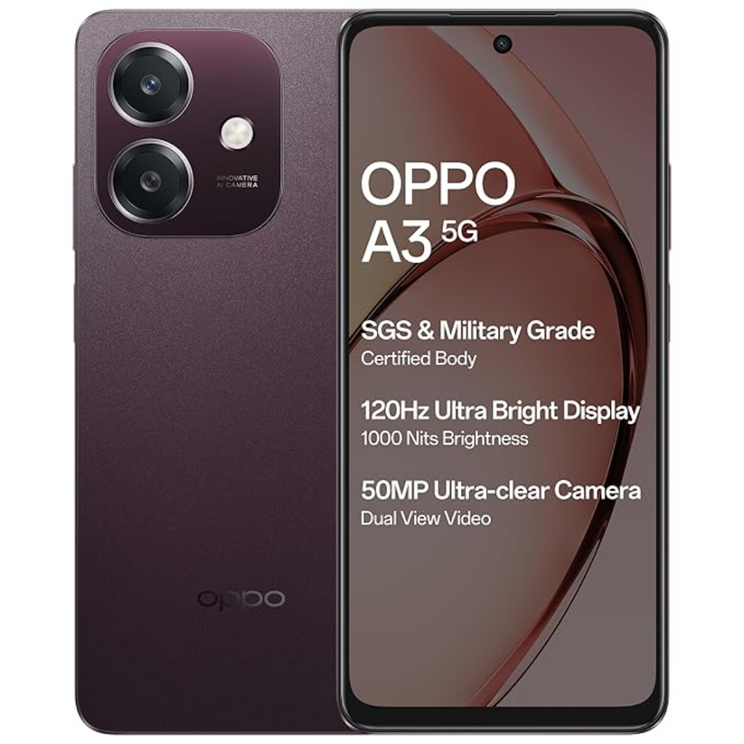 Oppo A3X 5G (4GB RAM, 128GB Storage) | 6.67” HD+ 120Hz Refresh Rate Sc